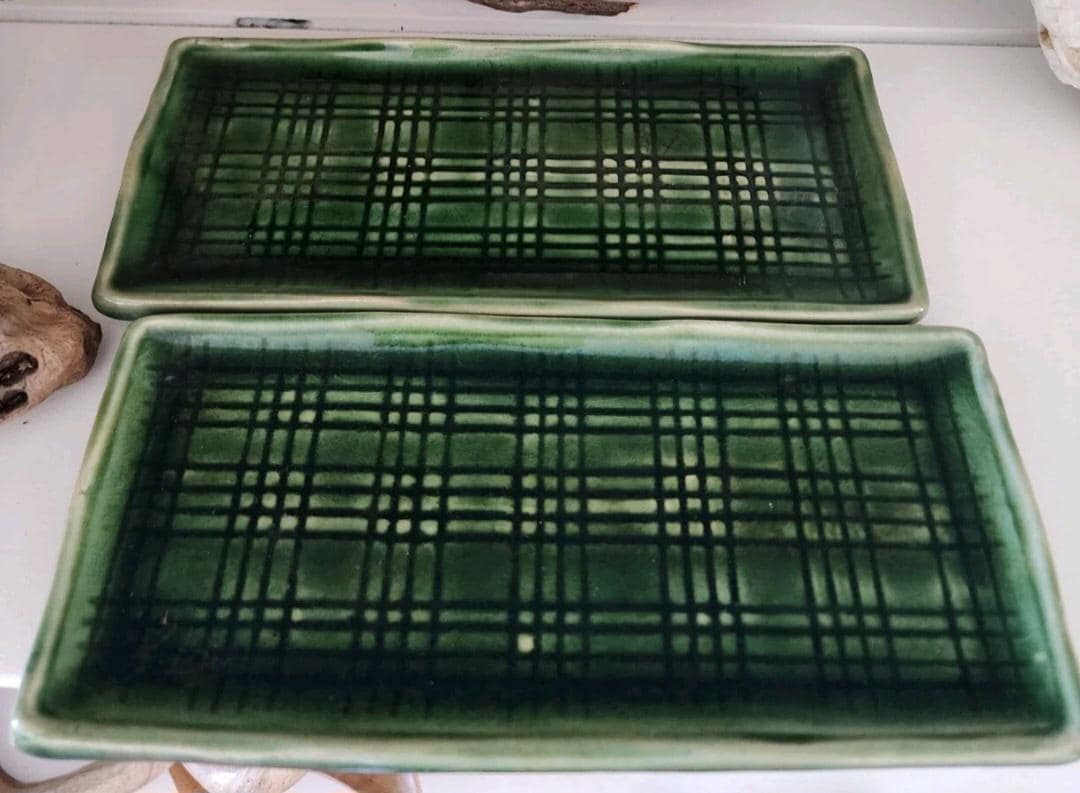 Crabtree & Evelyn Dark Green Porcelain Soap Dish Caddy Trinket Tray Set ...