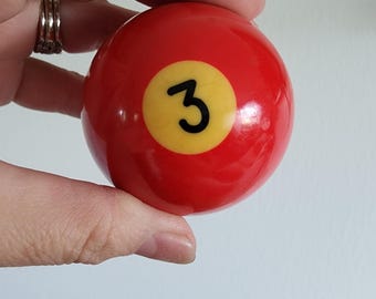 Vintage Pool Ball 3 Number Three Red Style Billiard - Etsy