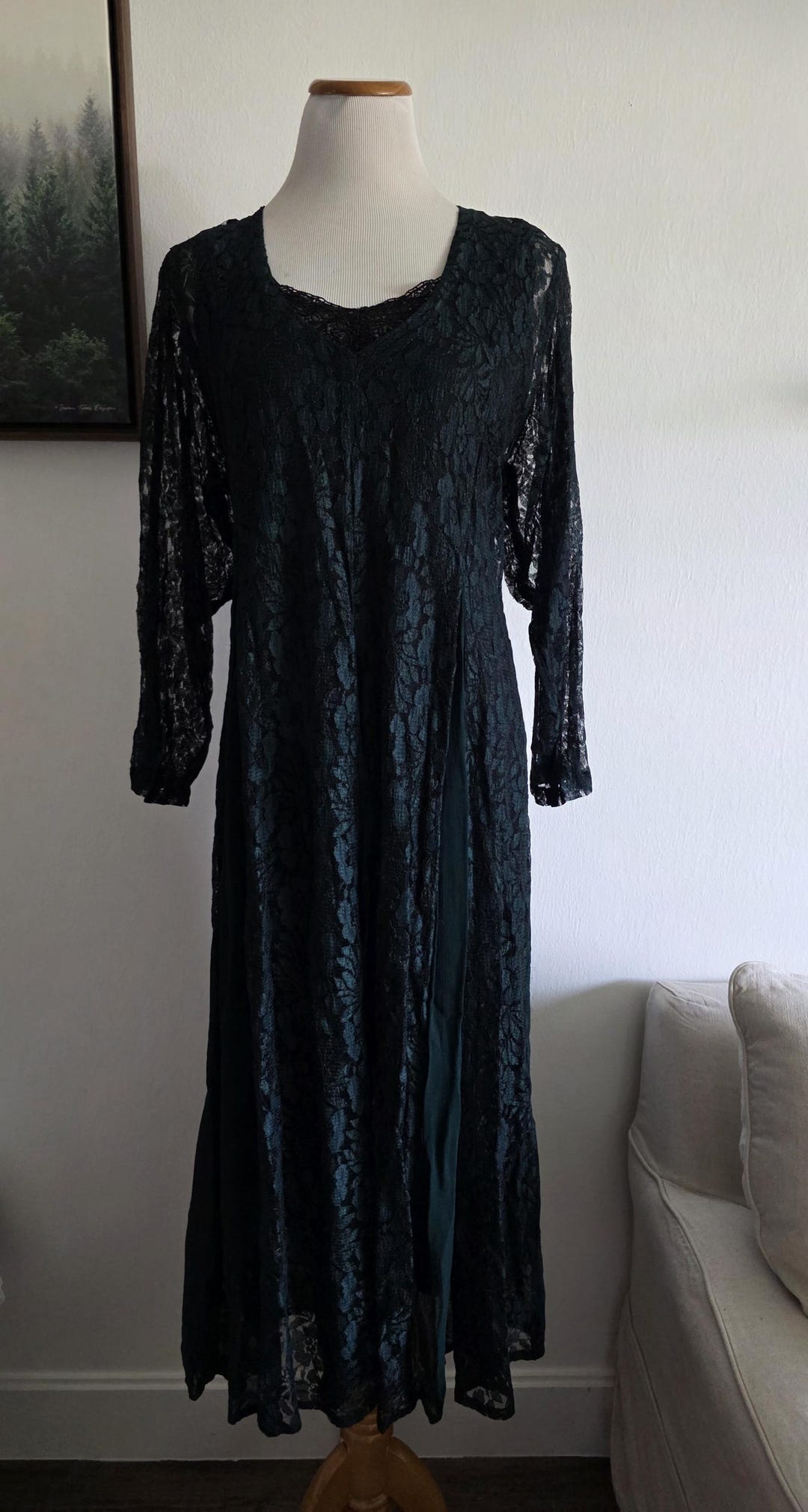 Vintage 90s Nostalgia Women’s Medieval Goth Moody Romance Dark Green ...