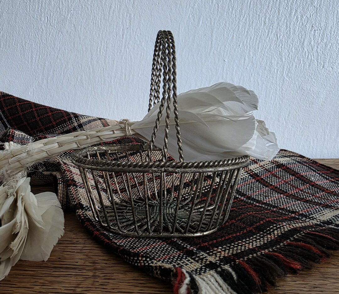 Vintage Mini / Small Silver Metal Wire Handled Woven Basket - Etsy
