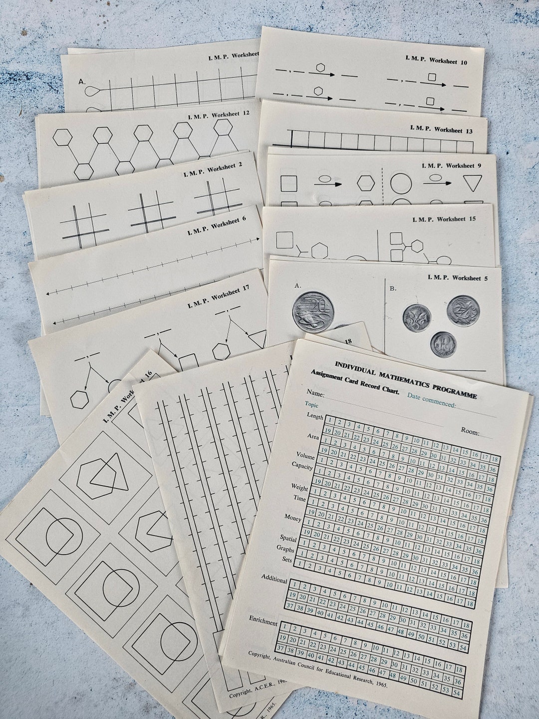 Vintage School Work Sheets - Pack of 25. Perfect for Junk Journals, Art ...
