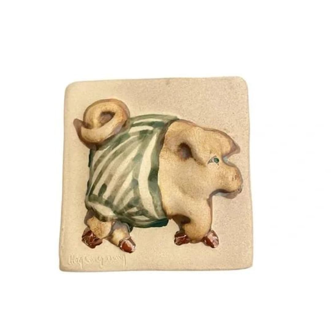 Hogan and Young Ceramic Hand Painted Pig Studio Art Wall Hanging ...