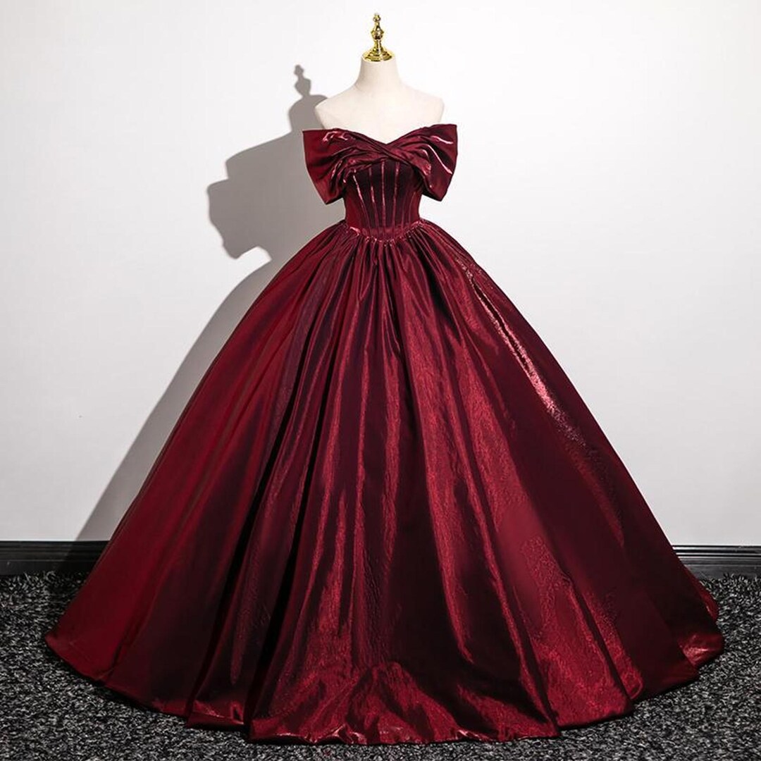 Dark Red Stain Wedding Prom Dress,formal Prom Dress,birthday Graduation ...