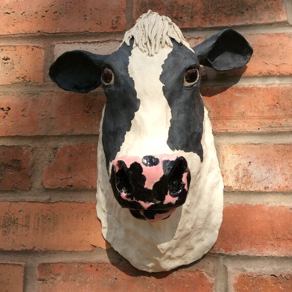 Ceramic Friesian Cow Head. Wall Mounted. Original Stoneware | Etsy