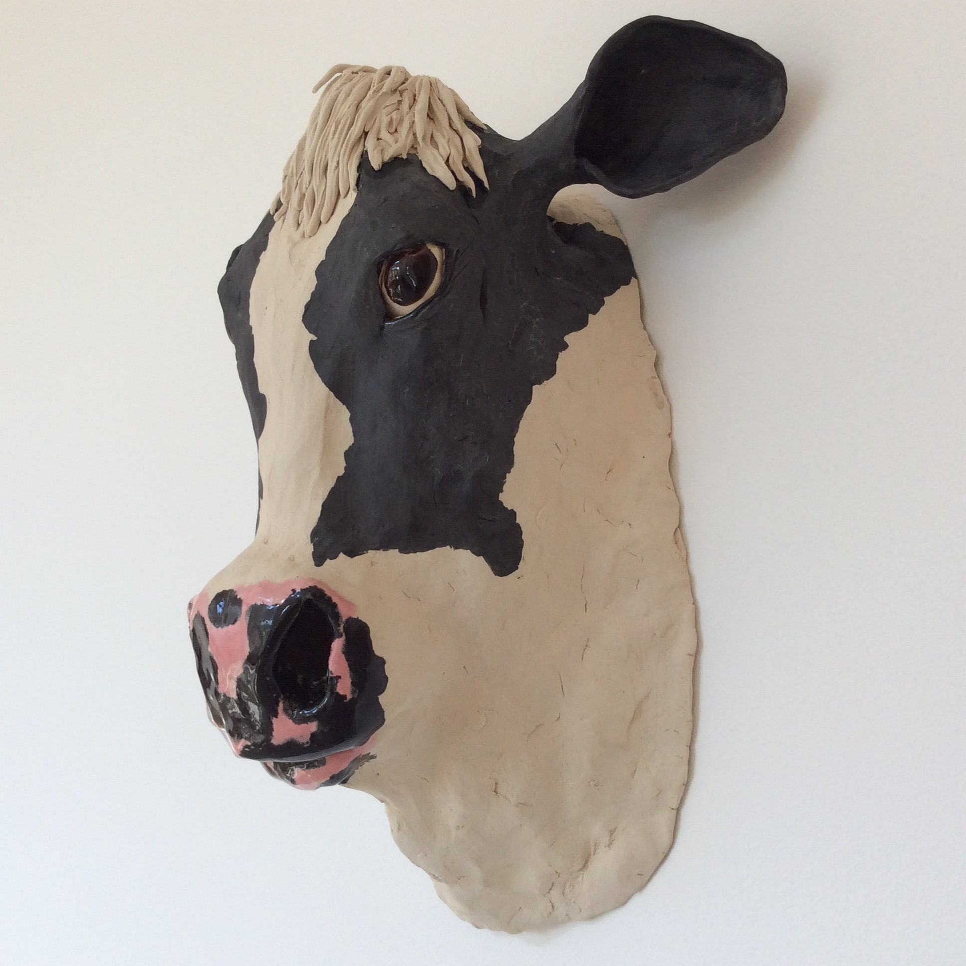 Ceramic Friesian Cow Head. Wall Mounted. Original Stoneware | Etsy
