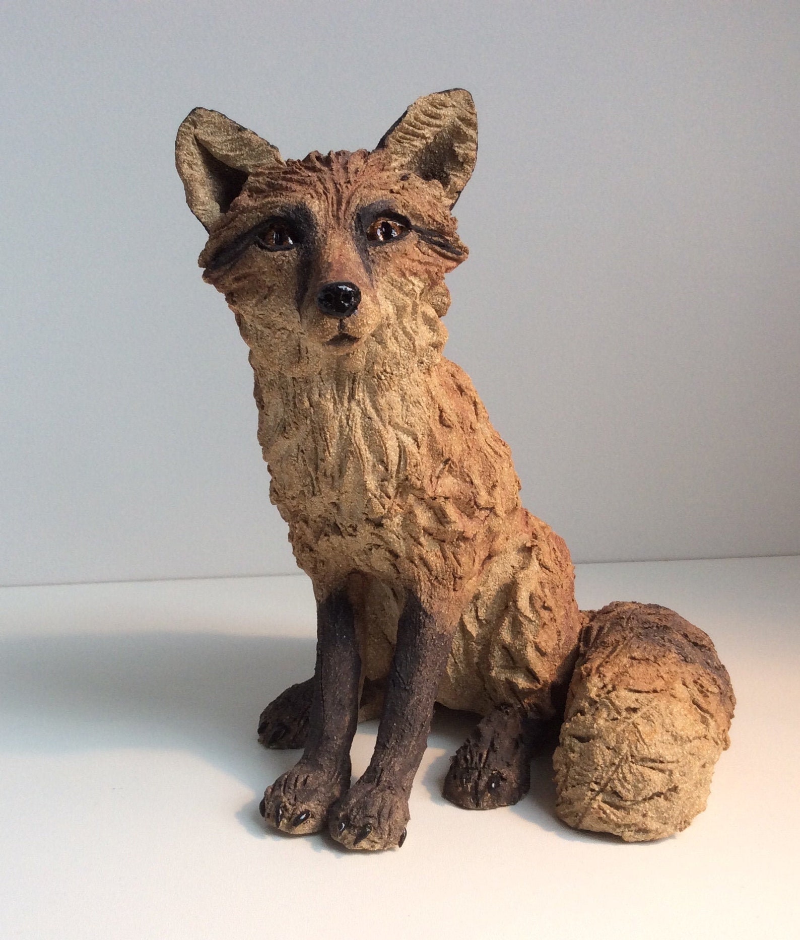 Sitting Fox Ceramic Sculpture Original Stoneware Art One Of Etsy
