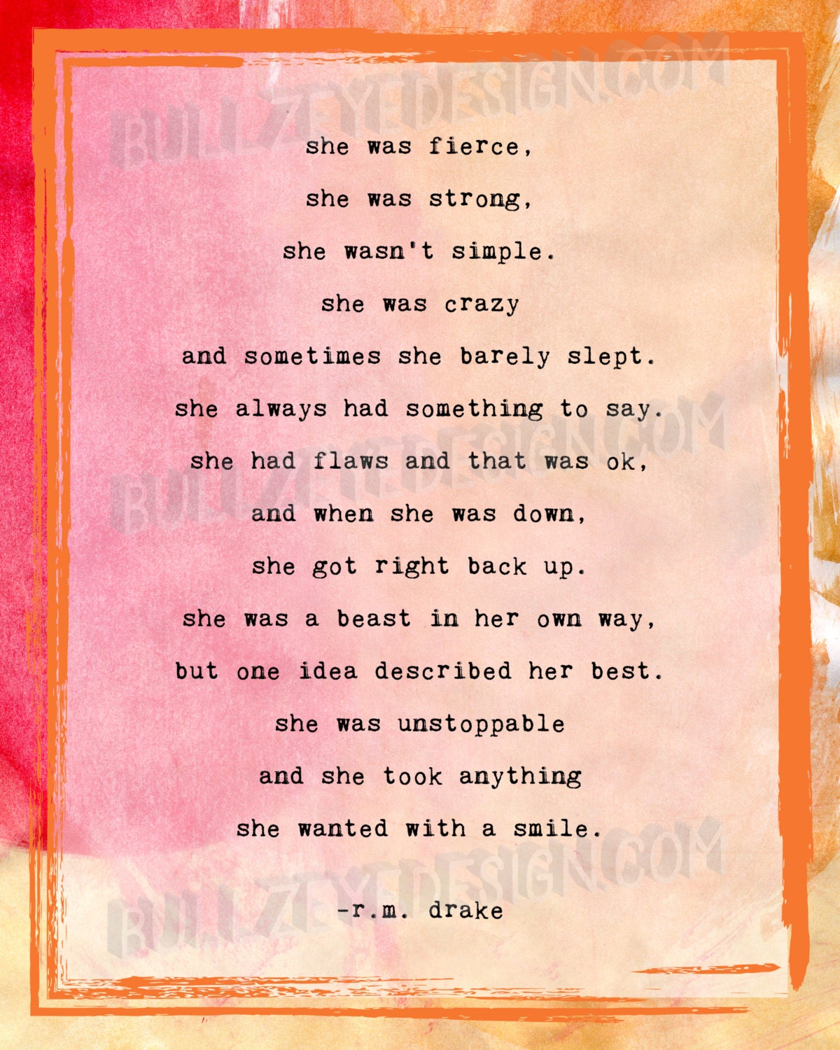 She Was Fierce Poem, Inspiration Quote Printable, Printable Quote, RM ...