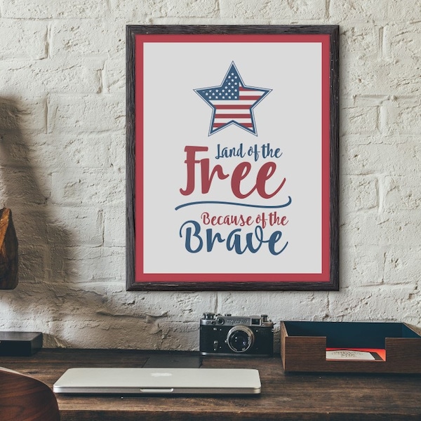 Home of the Free Because of the Brave Poster - Etsy