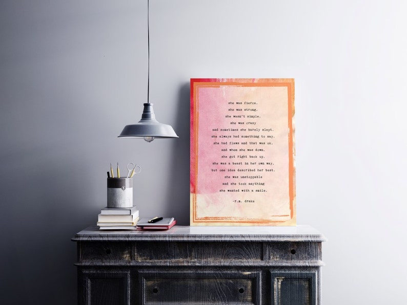 She Was Fierce Poem, Inspiration Quote Printable, Printable Quote, RM ...