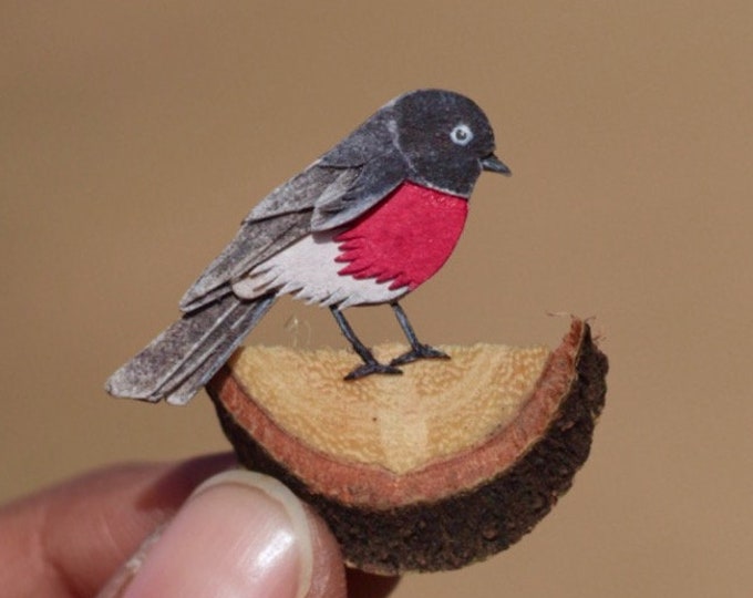 Papercut Bird Rose Robin Robin Bird Art Tiny Bird Robin Art Original ...