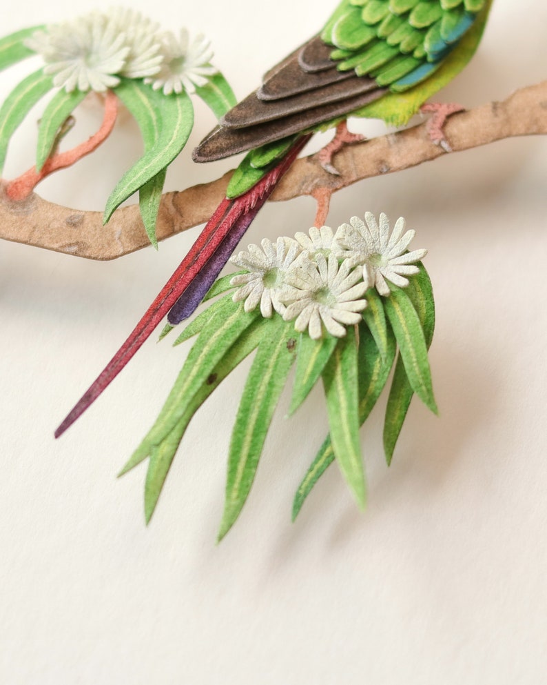 Bird Art, Swift Parrot, Paper Art, Miniature, Parrot - Etsy