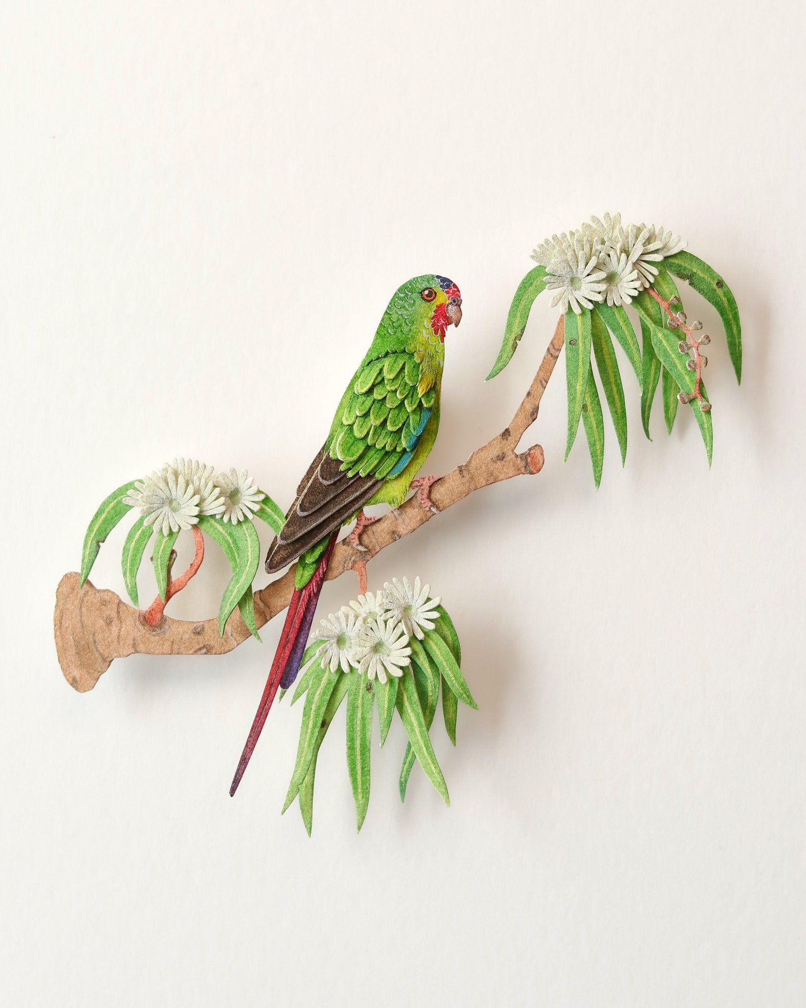 Bird Art, Swift Parrot, Paper Art, Miniature, Parrot - Etsy