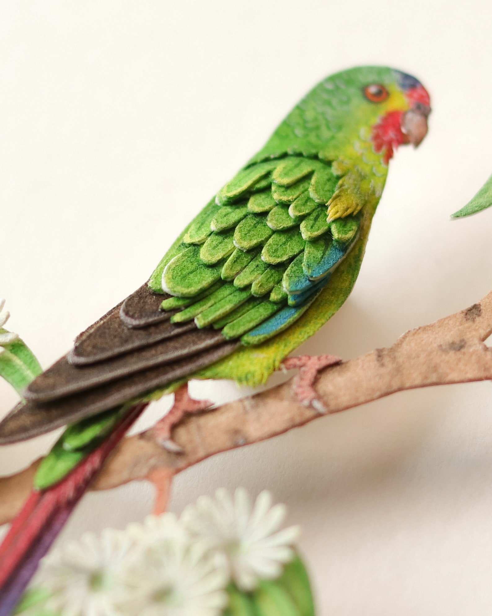 Bird Art, Swift Parrot, Paper Art, Miniature, Parrot - Etsy