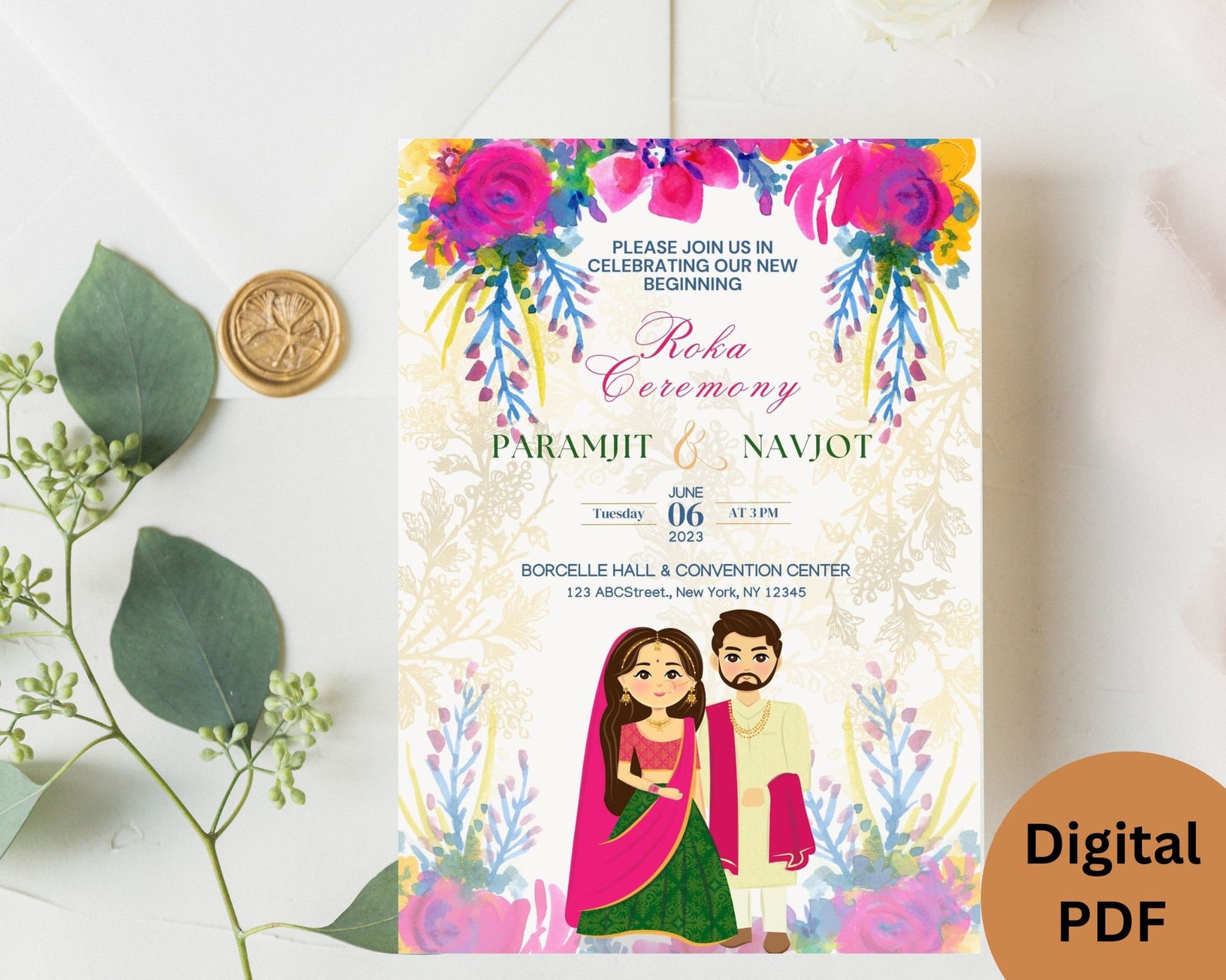 Sikh Roka Ceremony, Indian Engagement Invites, Digital Invite, Ring ...