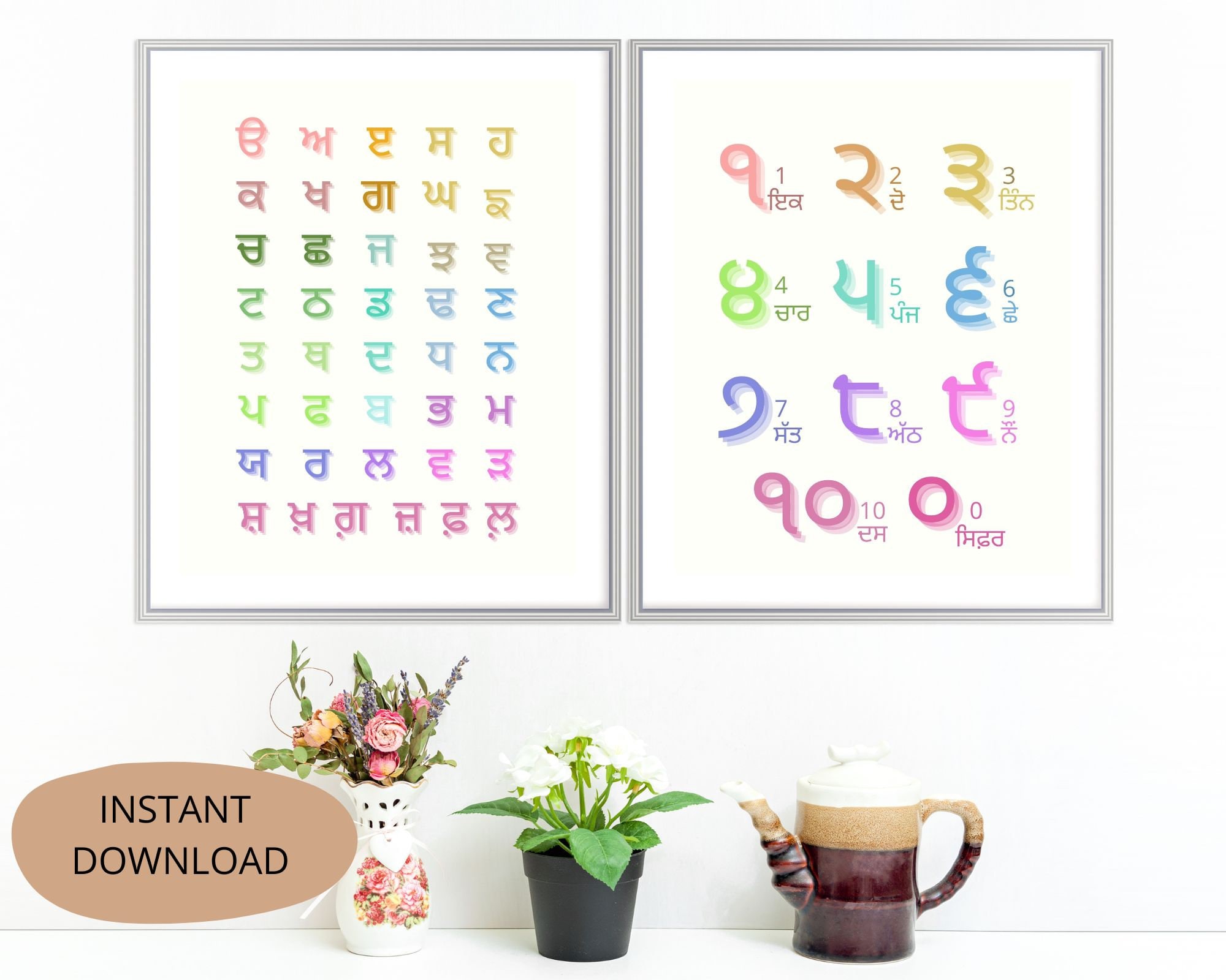 Gurmukhi Alphabet Numbers Days Print, Punjabi Nursery Decor (digital ...