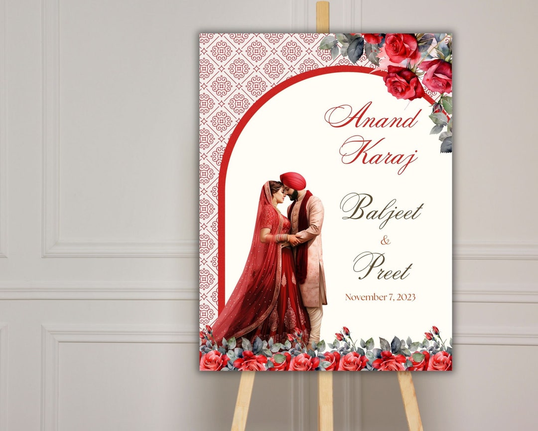 Anand Karaj Welcome Sign Jee Ayan Nu Red Roses Floral Punjabi Sikh ...