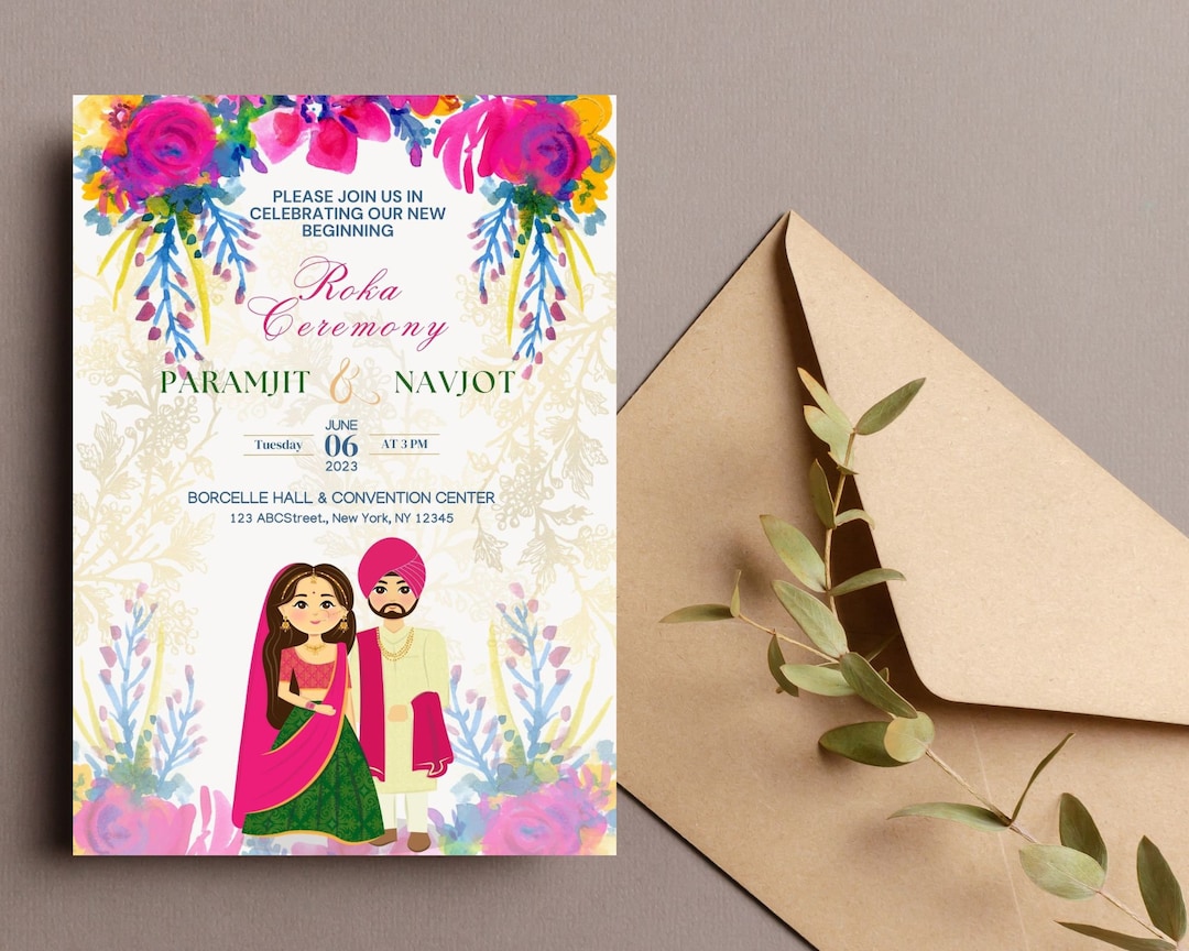 Sikh Roka Ceremony, Indian Engagement Invites, Digital Invite, Ring ...