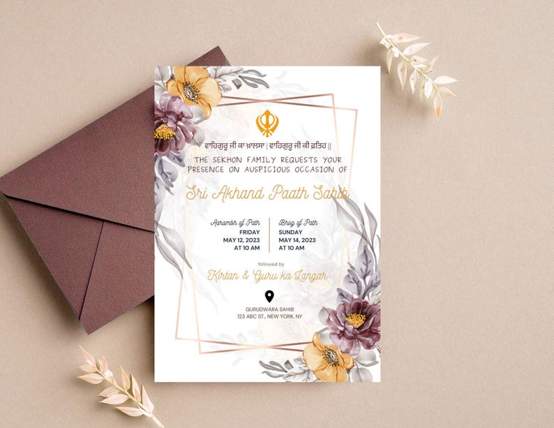 Akhand Paath Invitation,digital Sikh,path Invite for Baby Birthday,baby ...