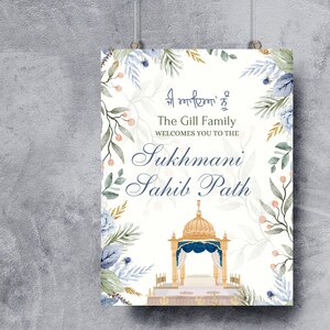 Sukhmani Sahib Paath Welcome Sign,akhand Path Jee Ayan Nu,gurmukhi,pretty Pastel Floral,sikh ...
