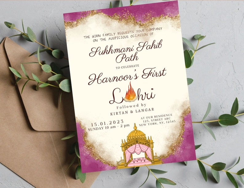 Sukhmani Sahib Paath Invitation for Lohri,baby First Lohri,digital Sikh ...