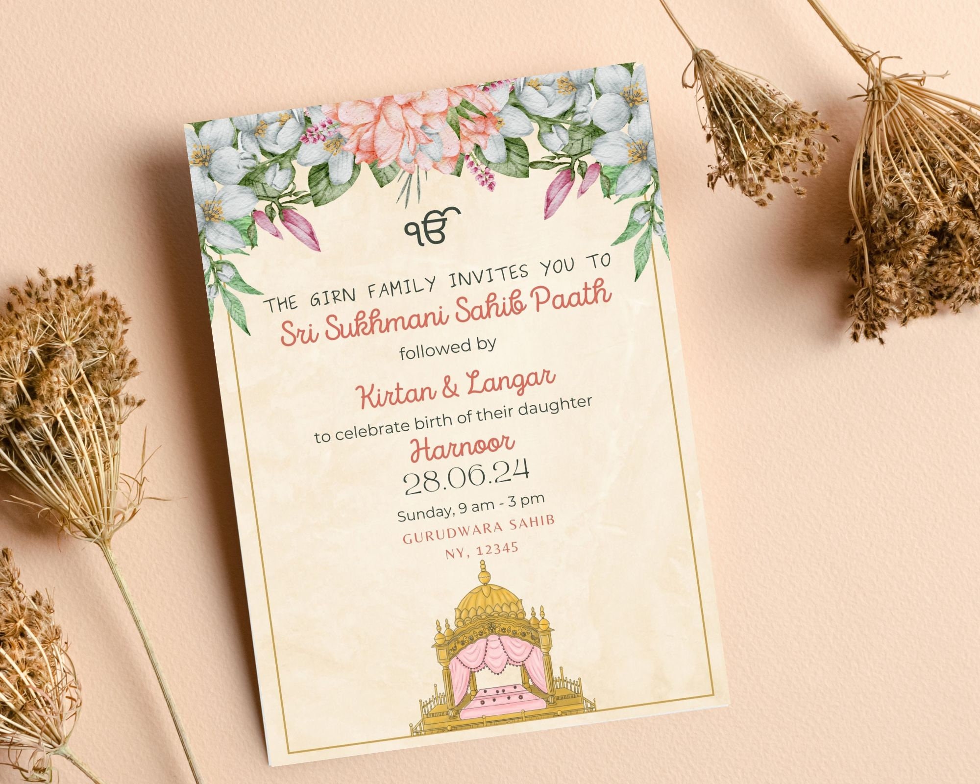 Sukhmani Sahib Paath Invite, Digital Sikh Invitations,punjabi Invites ...