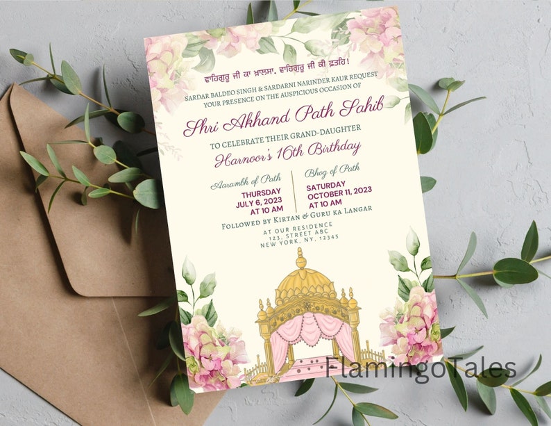 Akhand Paath Invitation,path Invite for Baby Birthday,baby Welcome,sikh ...