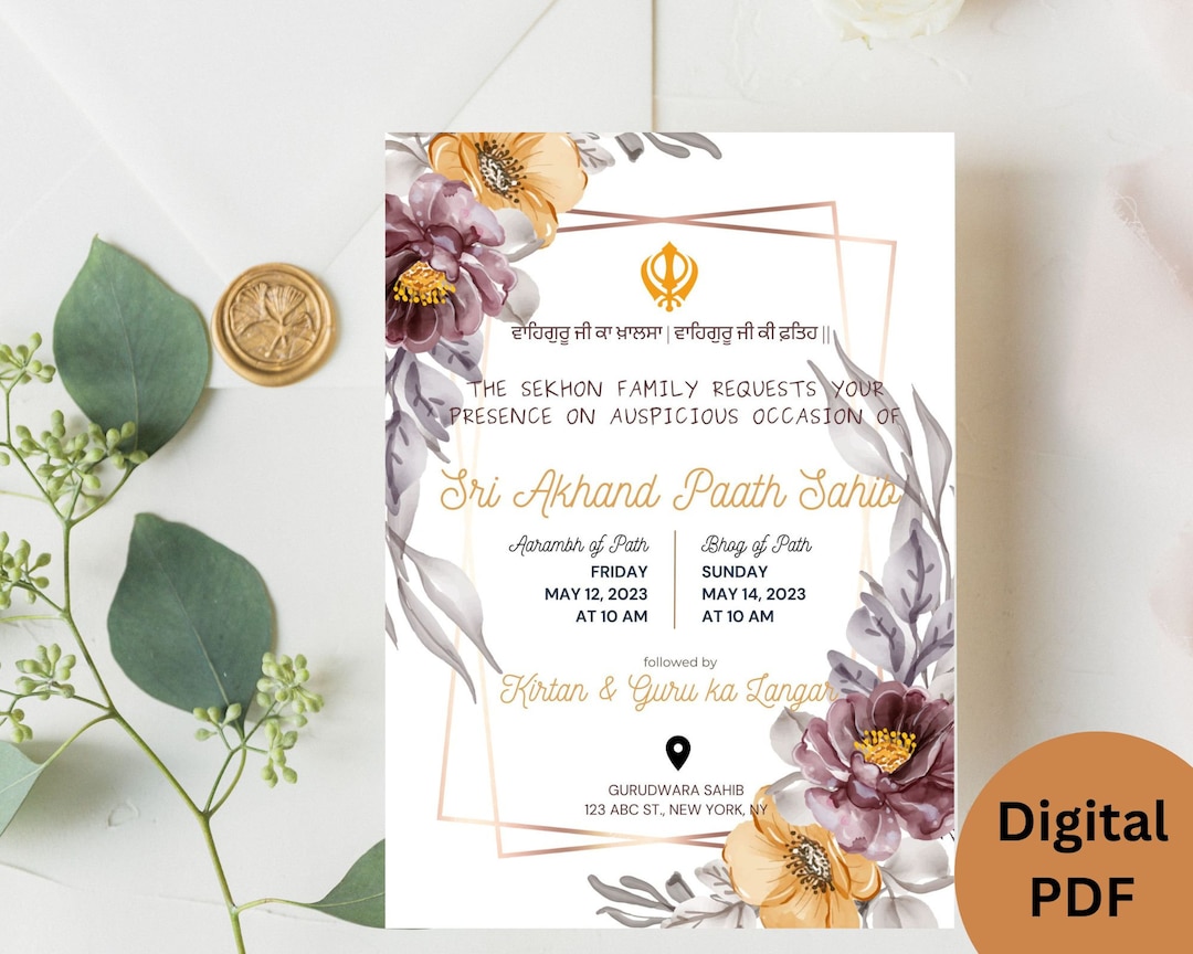 Sri Akhand Paath Invitation, Sikh Invitations, Punjabi Invites, Digital ...