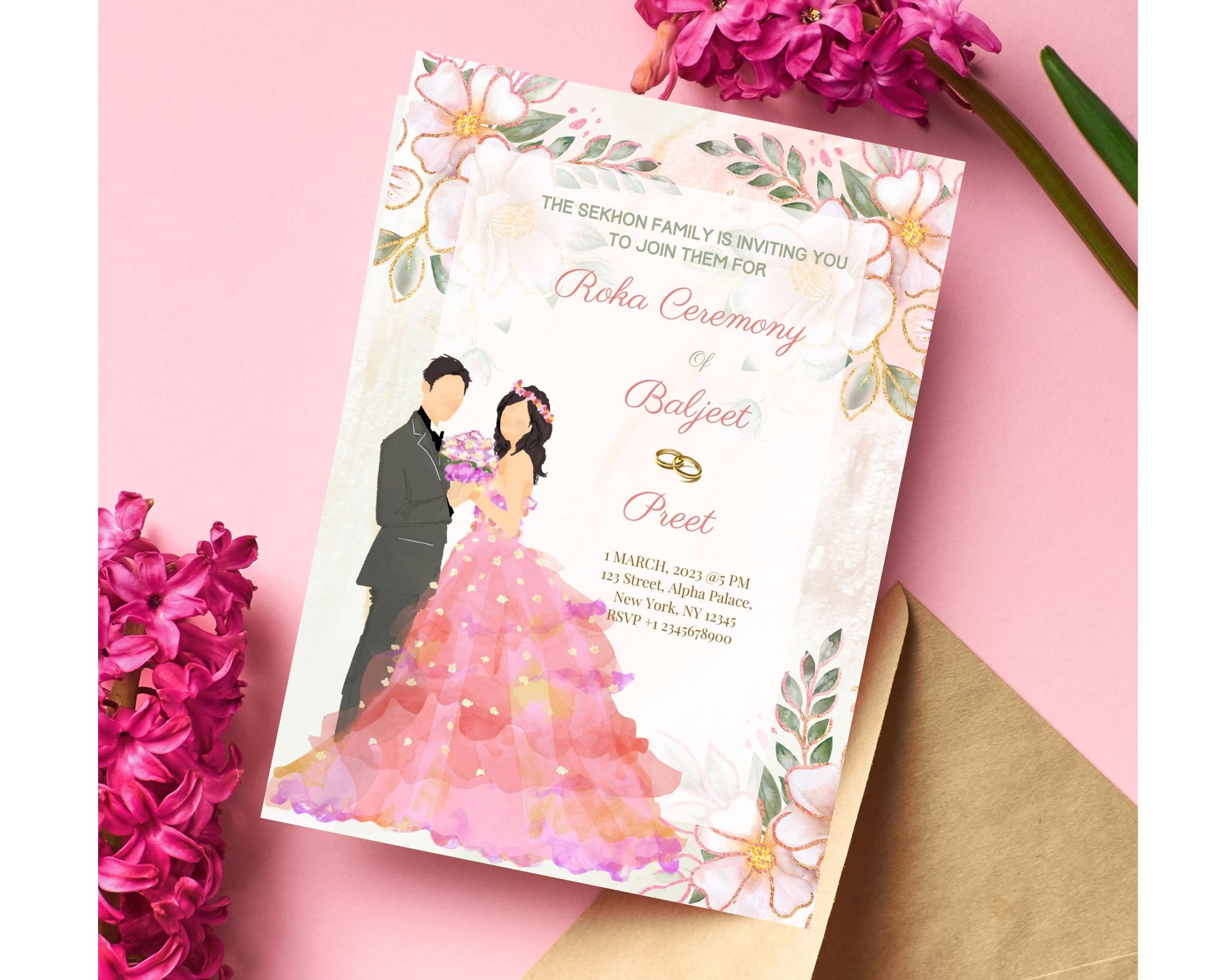 Sikh Roka Ceremony, Indian Engagement Invites, Digital Invite, Ring ...