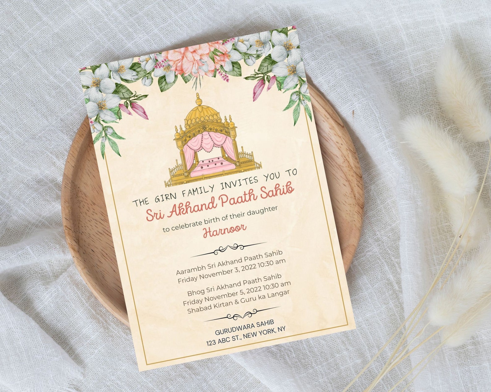 Sri Akhand Paath Invitation, Sikh Invitations, Punjabi Invites, Digital ...