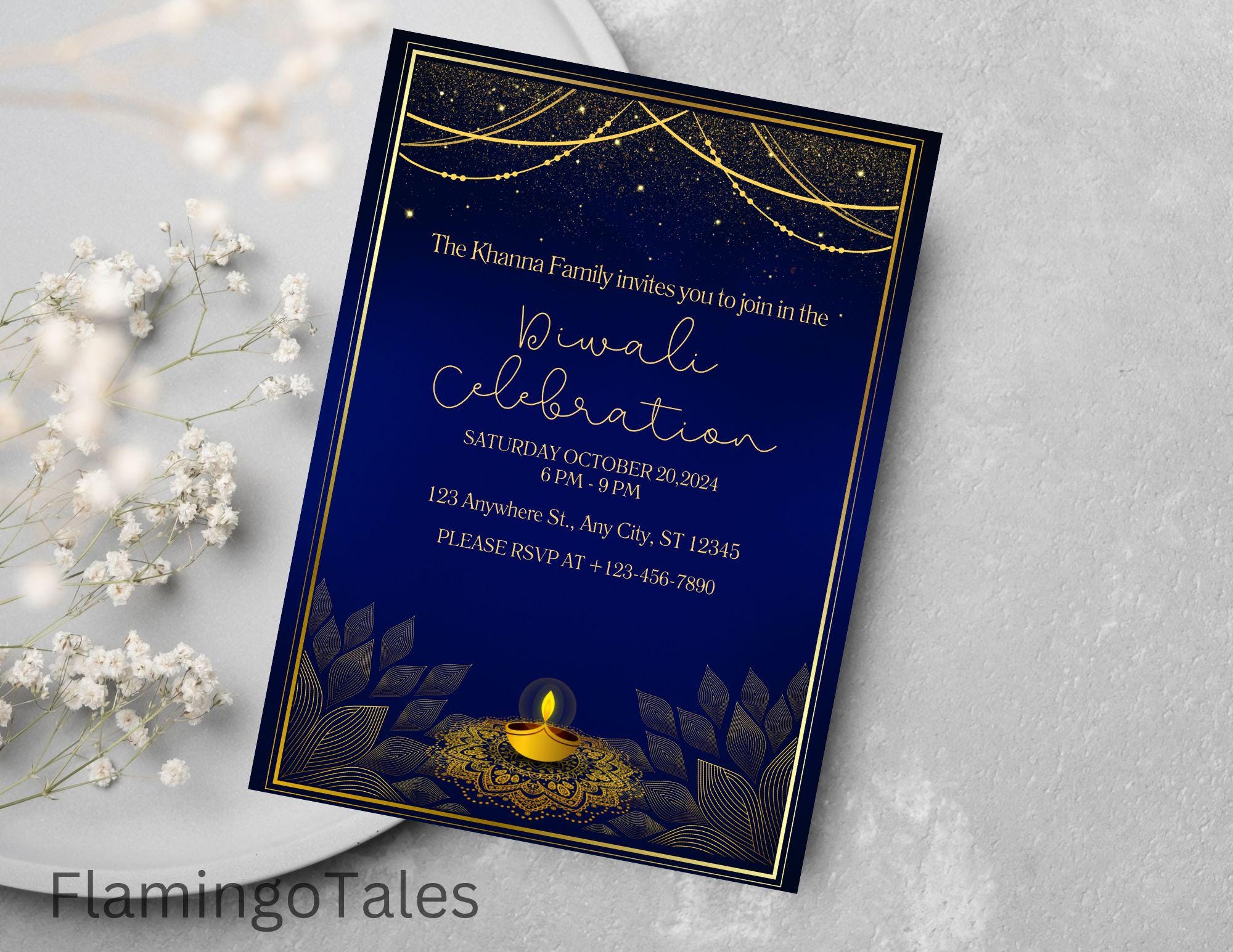 Diwali Party Invite,indian Deepawali Celebration Invitation,hindu ...