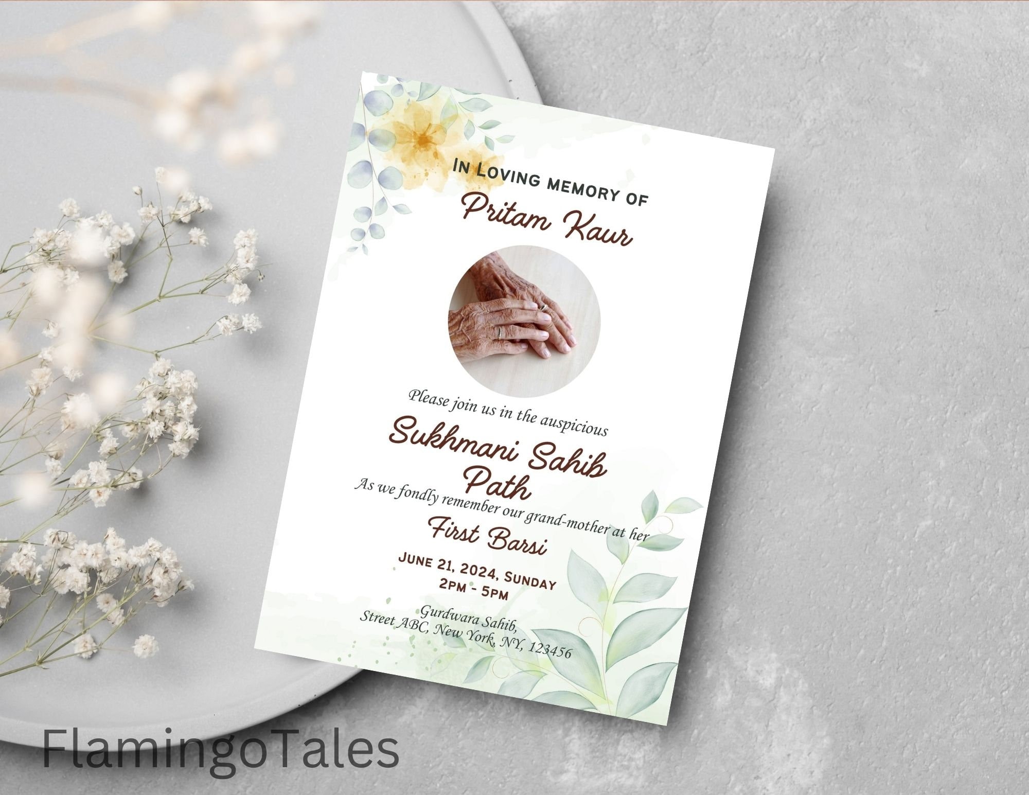 Sikh Barsi Invite,funeral,sukhmani Sahib Path,punjabi,invitation,diy ...