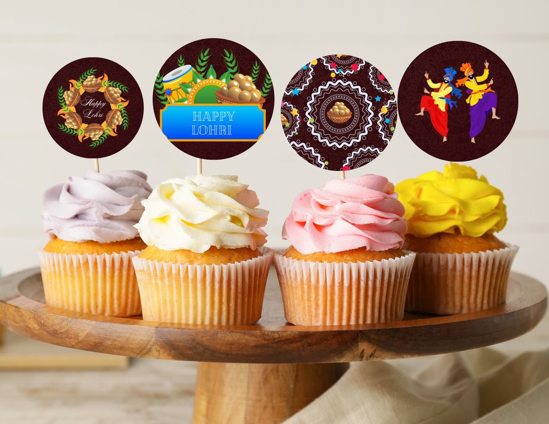 Lohri Cupcake Toppers Printable Lohri Favors Decor Babu First Lohri ...