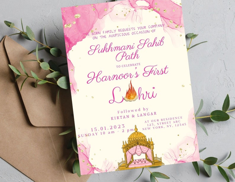 Sukhmani Sahib Paath Invitation for Lohri,baby First Lohri,digital Sikh ...