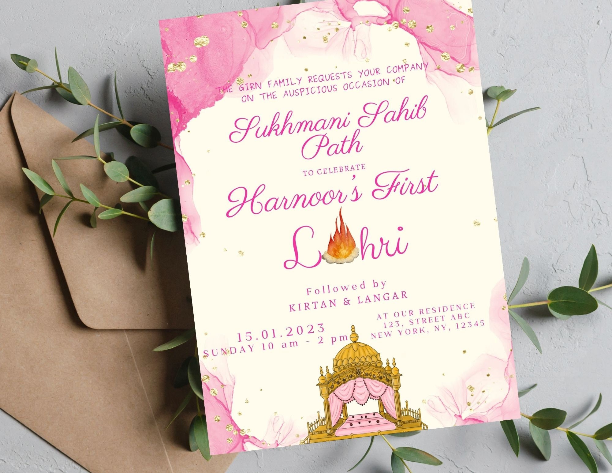 Sukhmani Sahib Paath Invitation for Lohri,baby First Lohri,digital Sikh ...