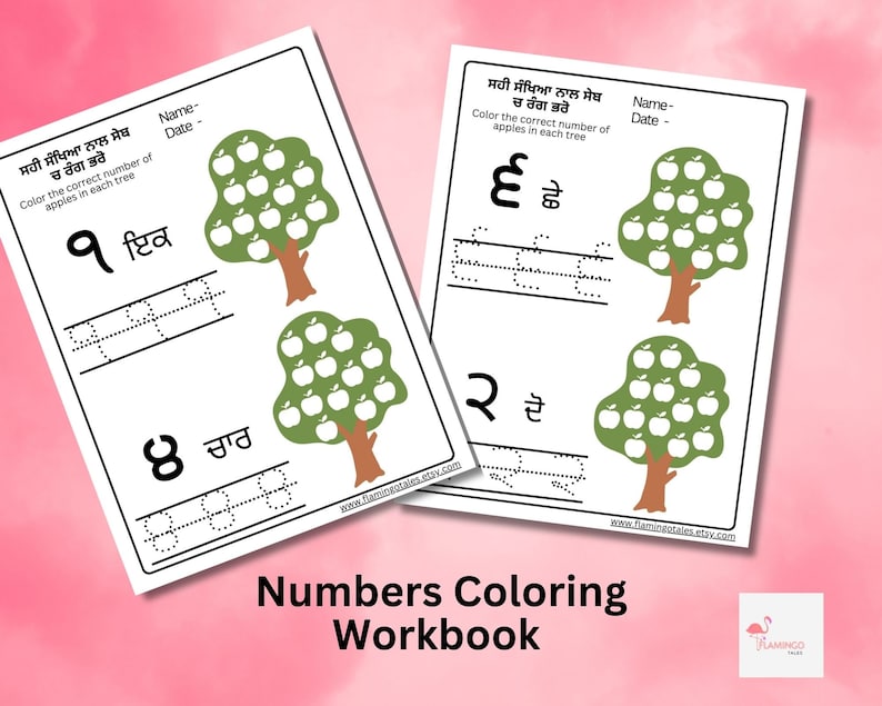 Punjabi Numbers Workbook,poster Flash Cards, Learn Punjabi at Home ...