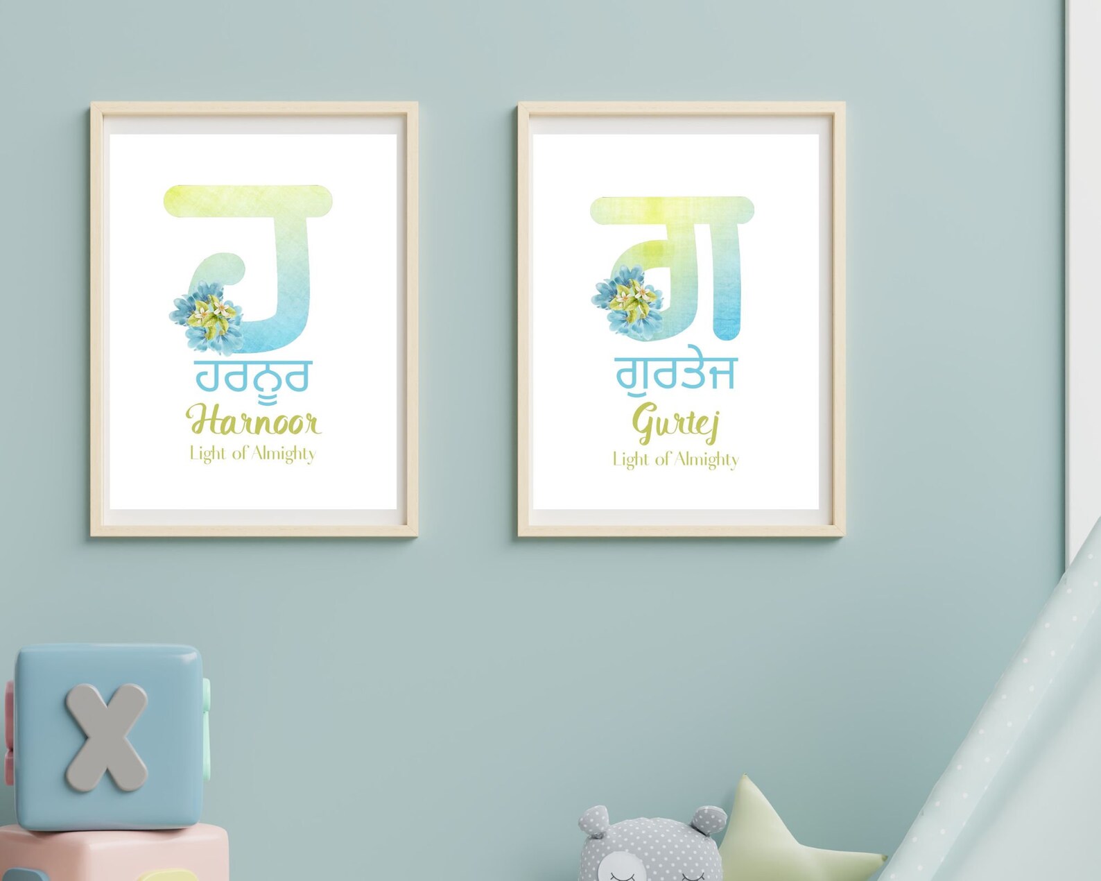 Sikh Name Nursery Art, Personalized Punjabi Kid Name Wall Art Decor ...