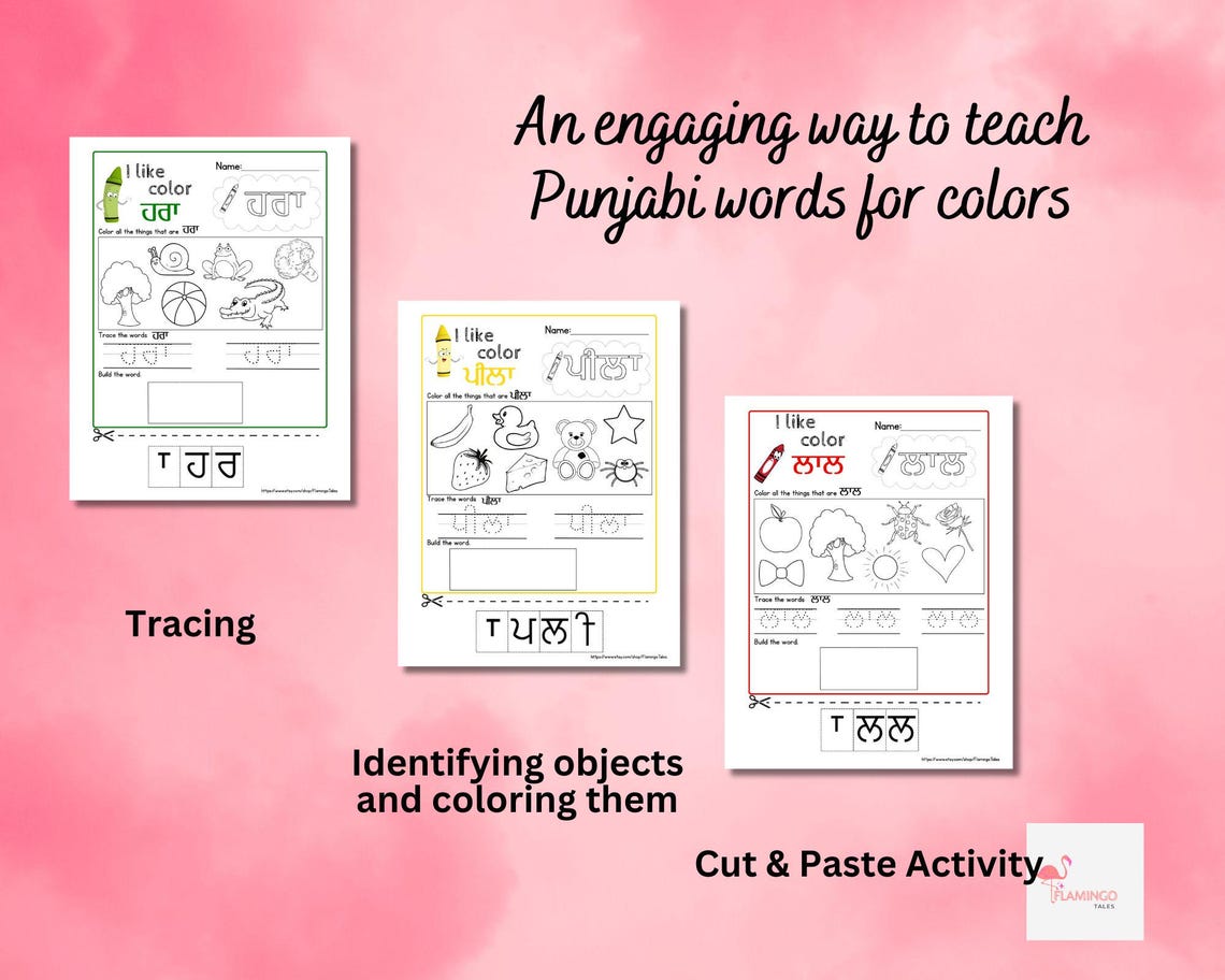Color in Punjabi Worksheet Color Cut and Paste Activity,learn Punjabi ...