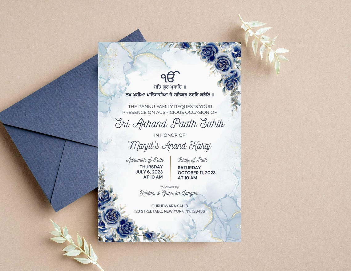 Akhand Paath Invitation,digital Sikh,path Invite for Baby Birthday,baby ...