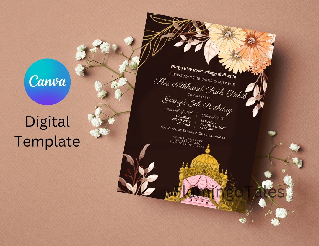 Akhand Paath Invitation,path Invite for Baby Birthday,baby Welcome,sikh ...