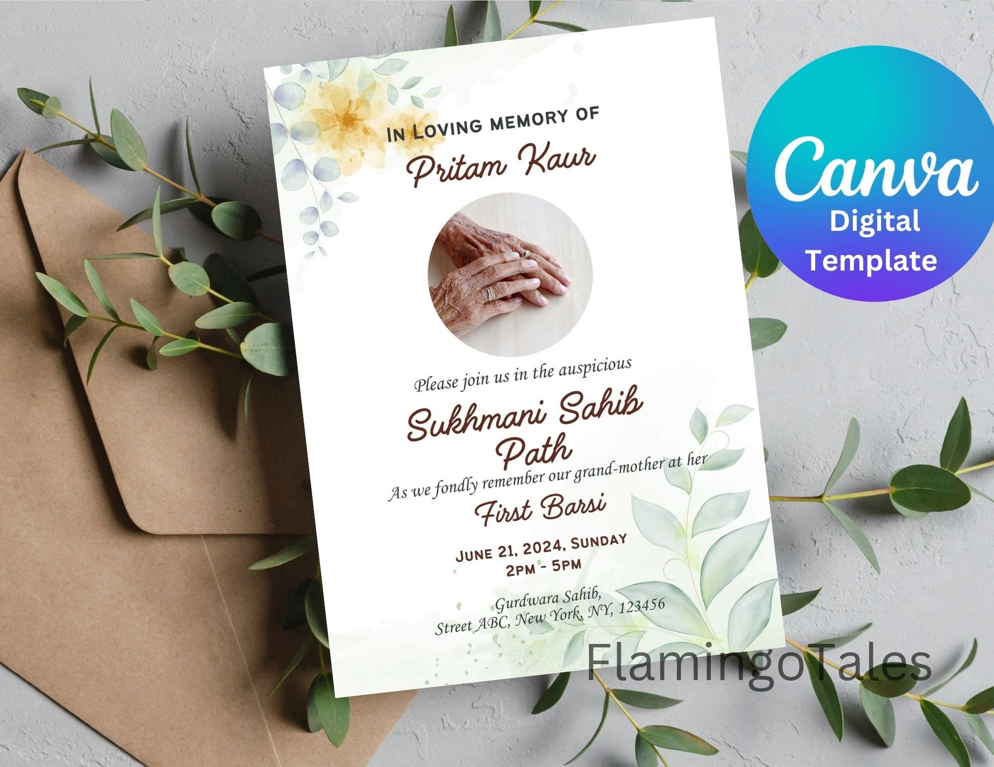 Sikh Barsi Invite,funeral,sukhmani Sahib Path,punjabi,invitation,diy ...
