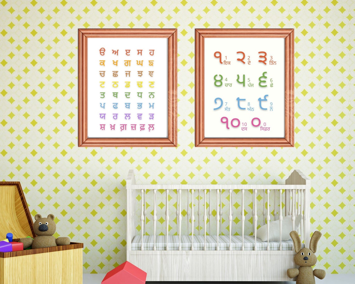 Gurmukhi Alphabets Numbers Print,punjabi Nursery Decor,painti Akhari ...