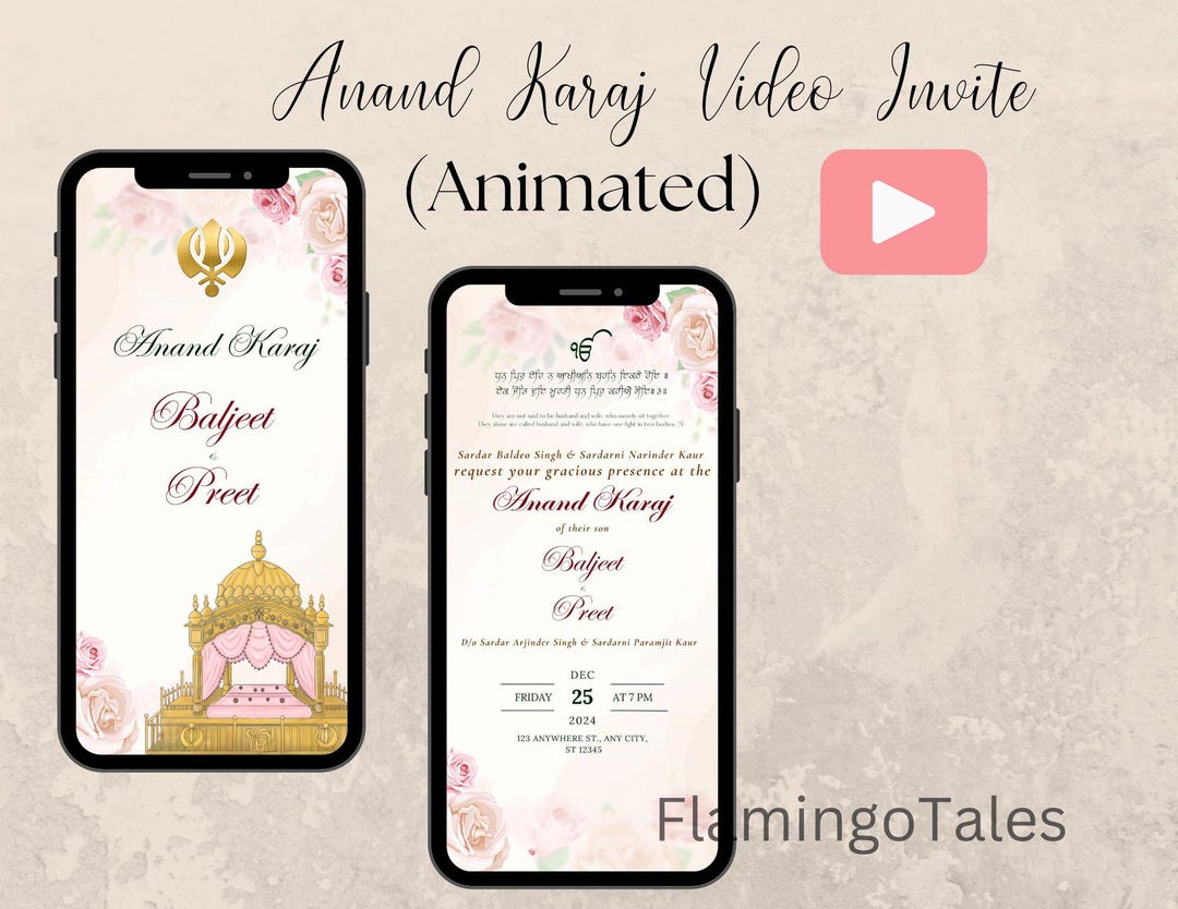 Sikh Wedding Video Invitation,punjabi Anand Karaj Video Invite,sikh ...