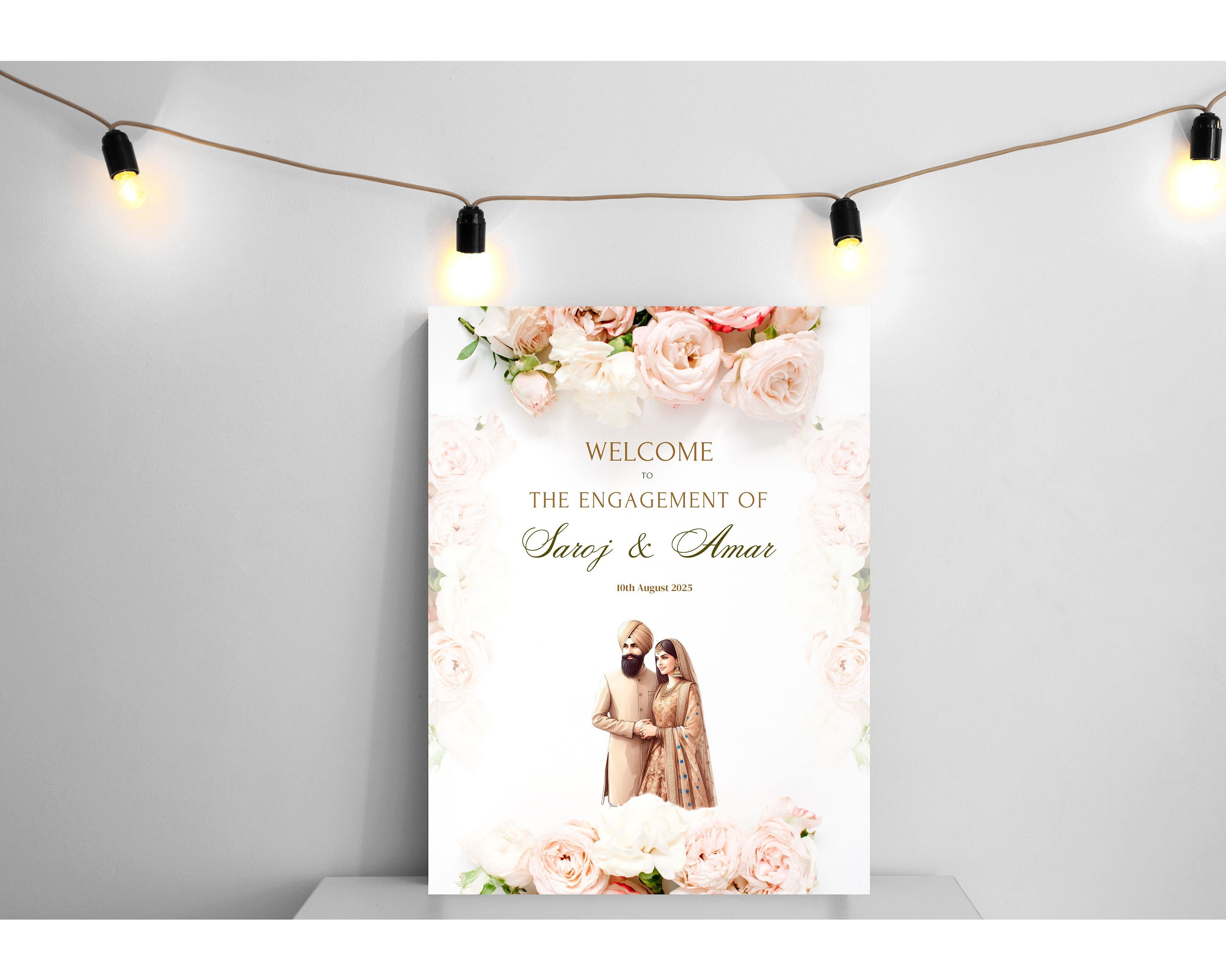 Engagement Welcome Sign Pastel Floral Unique Elegant Ethnic,sikh ...