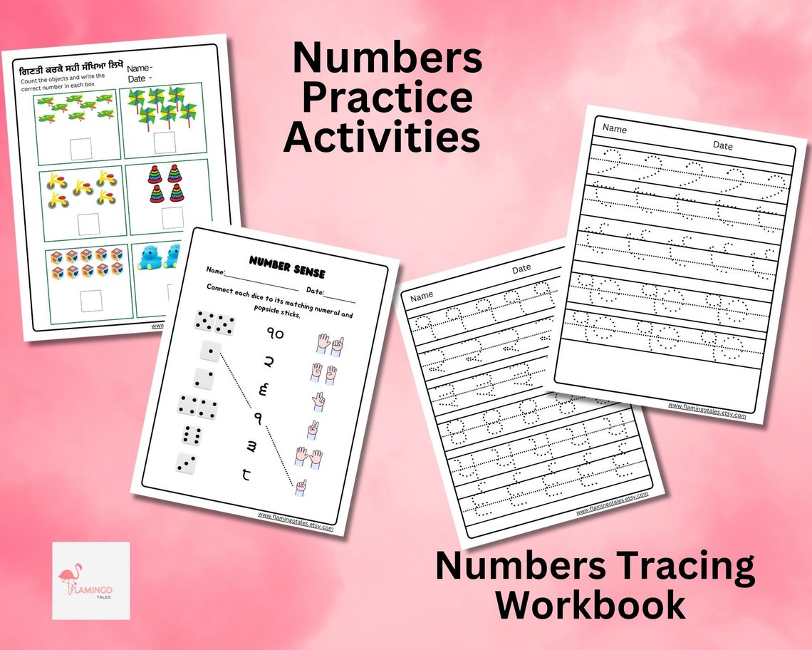 Punjabi Numbers Workbook,poster Flash Cards, Learn Punjabi at Home ...