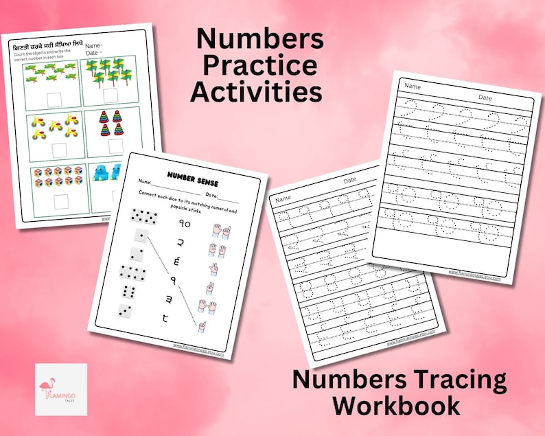 Punjabi Numbers Workbook,poster Flash Cards, Learn Punjabi at Home ...