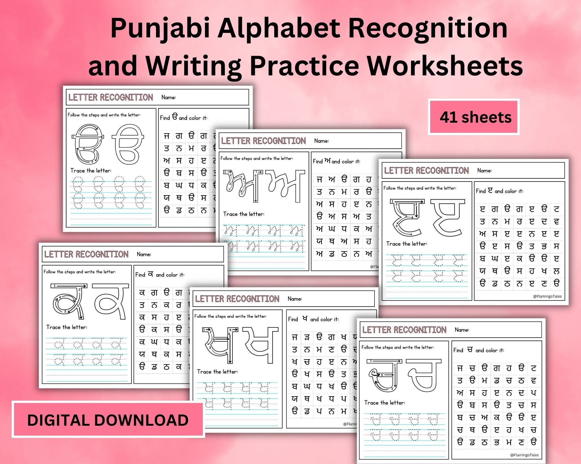 Punjabi Alphabet Learning Workbook, Gurmukhi Alphabet Learning Practice ...