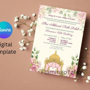 Akhand Paath Invitation,path Invite for Baby Birthday,baby Welcome,sikh ...