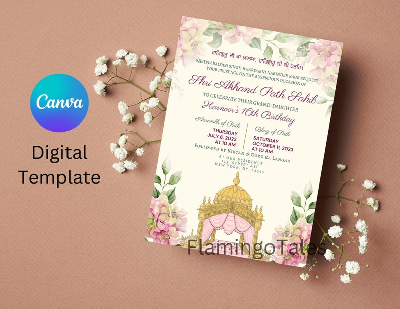 Akhand Paath Invitation,path Invite for Baby Birthday,baby Welcome,sikh ...