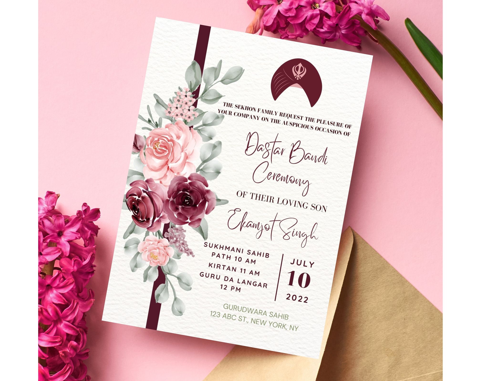 Dastar Bandi Ceremony Sikh Invite, Turban Tying Ceremony, Sikh ...