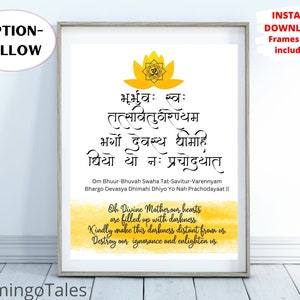 Gayatri Mantra Wall Art,printable Gayatri Mantra Decor,hindu Prayer ...